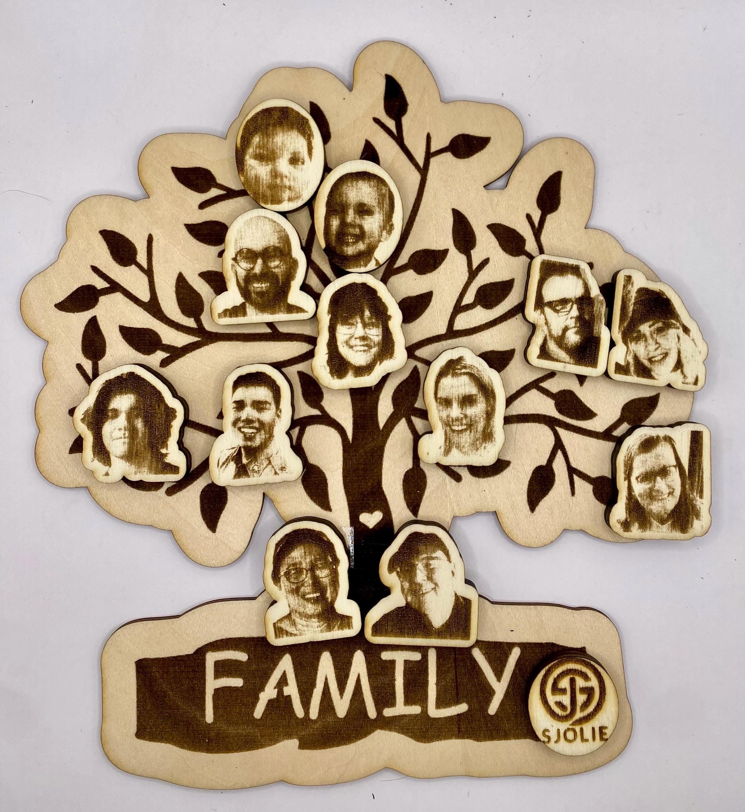Custom Family Tree Wood Sign Family Portrait Laser Engraved Home ...