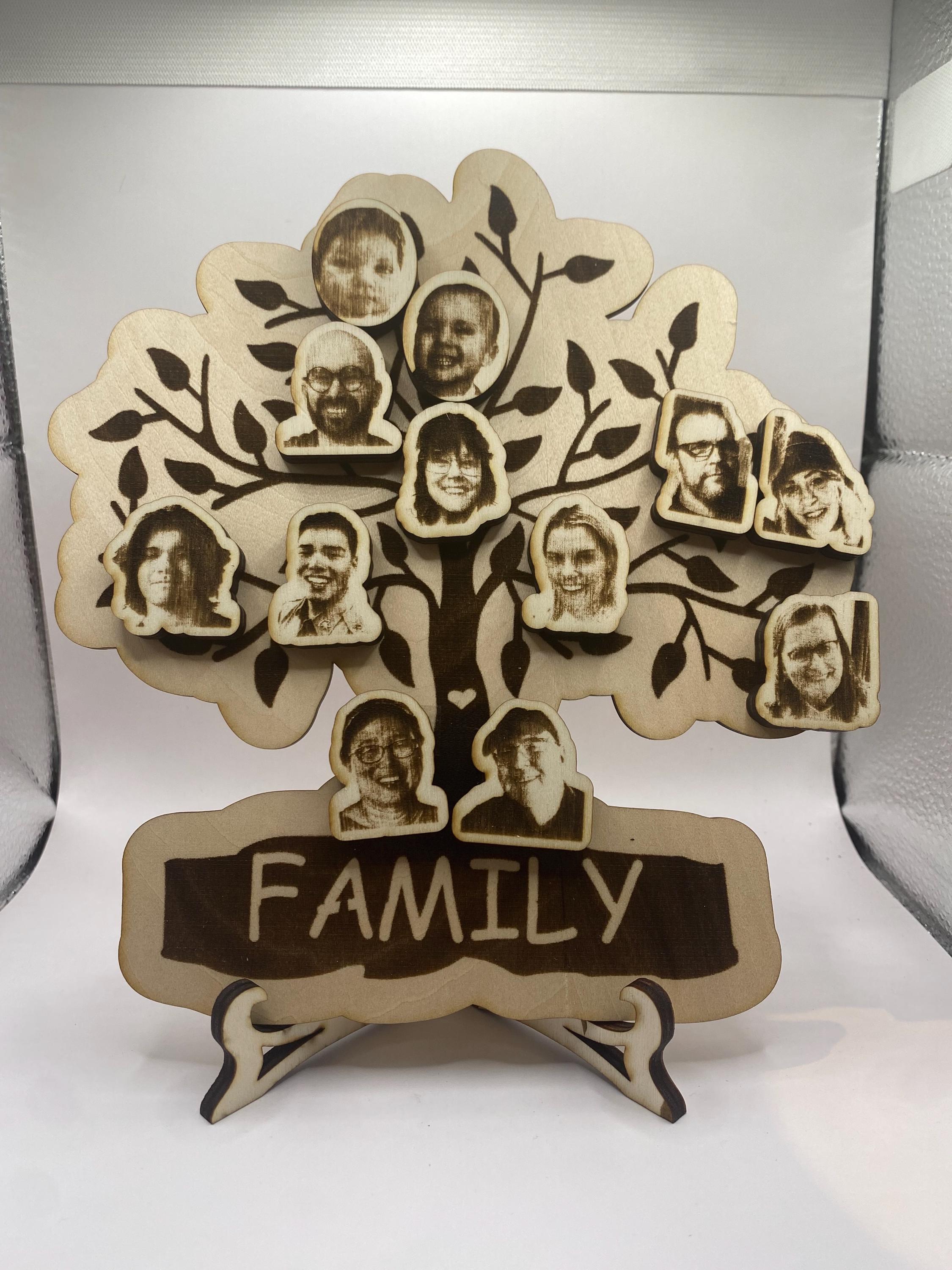 Custom Family Tree Wood Sign Family Portrait Laser Engraved Home ...