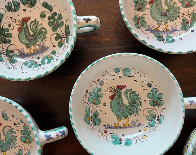 Deruta Orvieto Green Rooster Coffee / Tea Cup Singing Rooster Italian ...