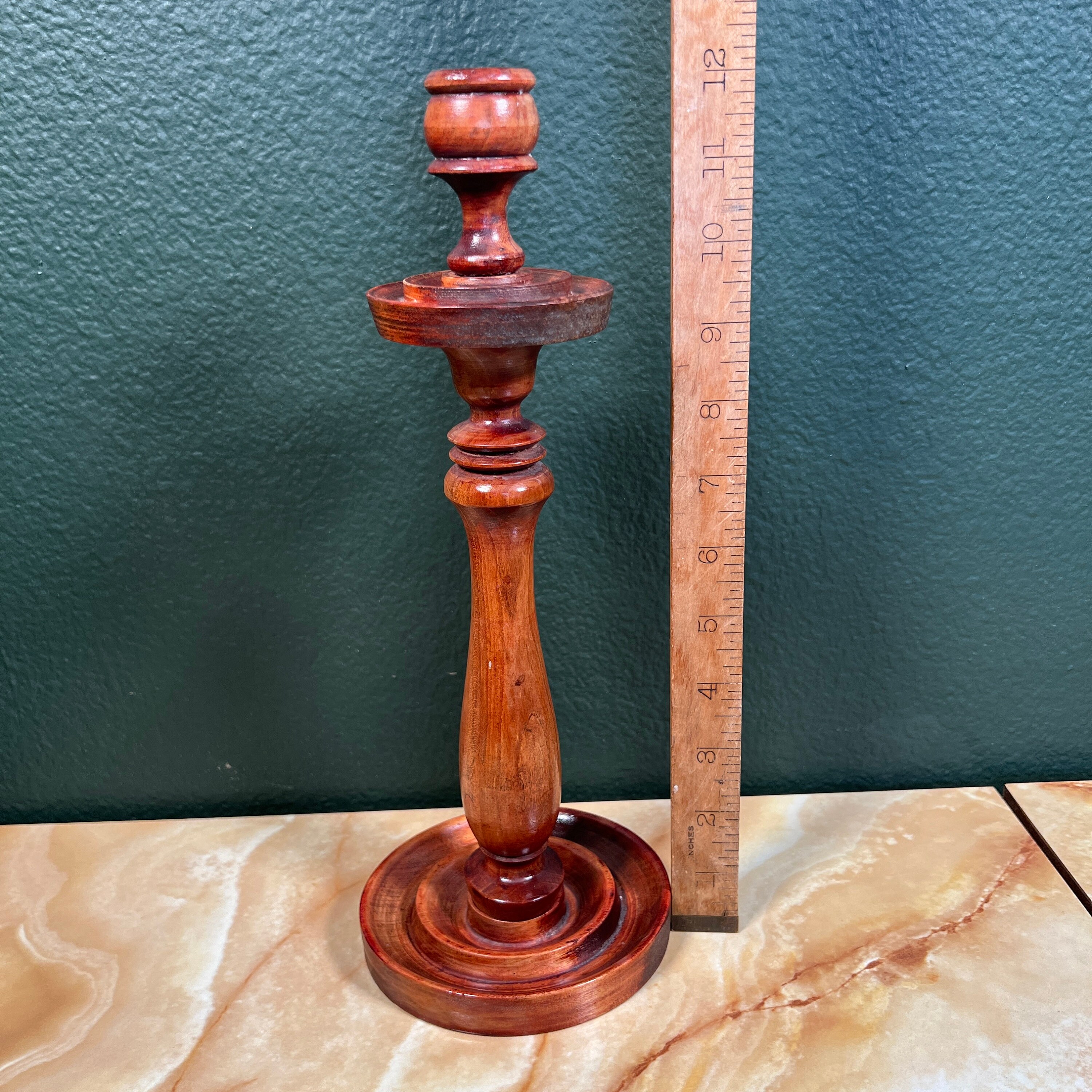 Vintage Large Hand Turned Wooden Candlestick Made in Korea for DOMAIN ...