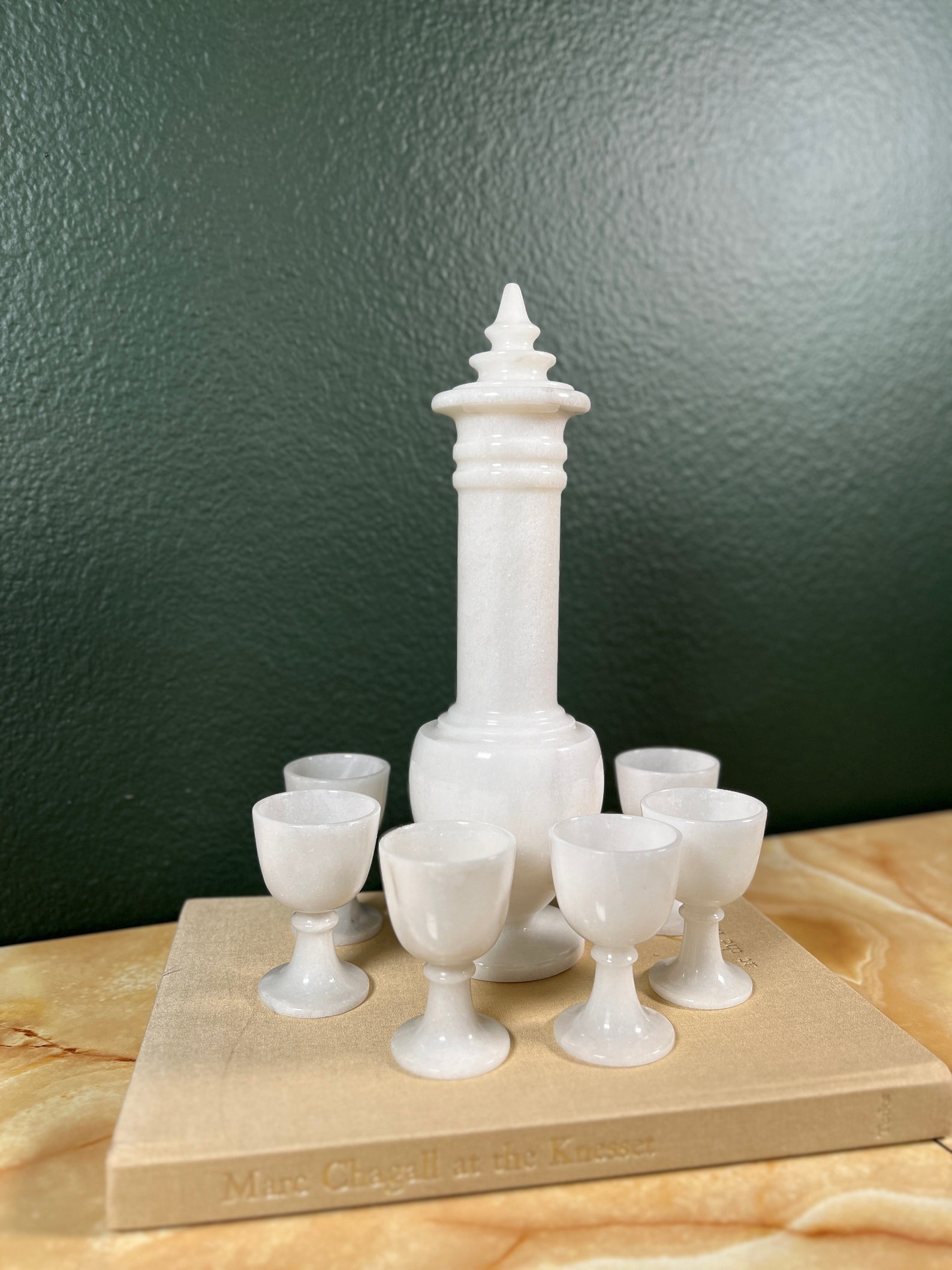 Marble Stone White Sake Wine Goblet Decanter Set - Etsy