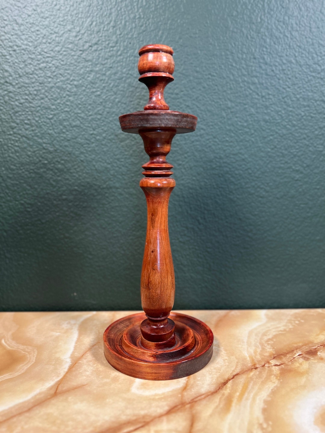 Vintage Large Hand Turned Wooden Candlestick Made in Korea for DOMAIN ...