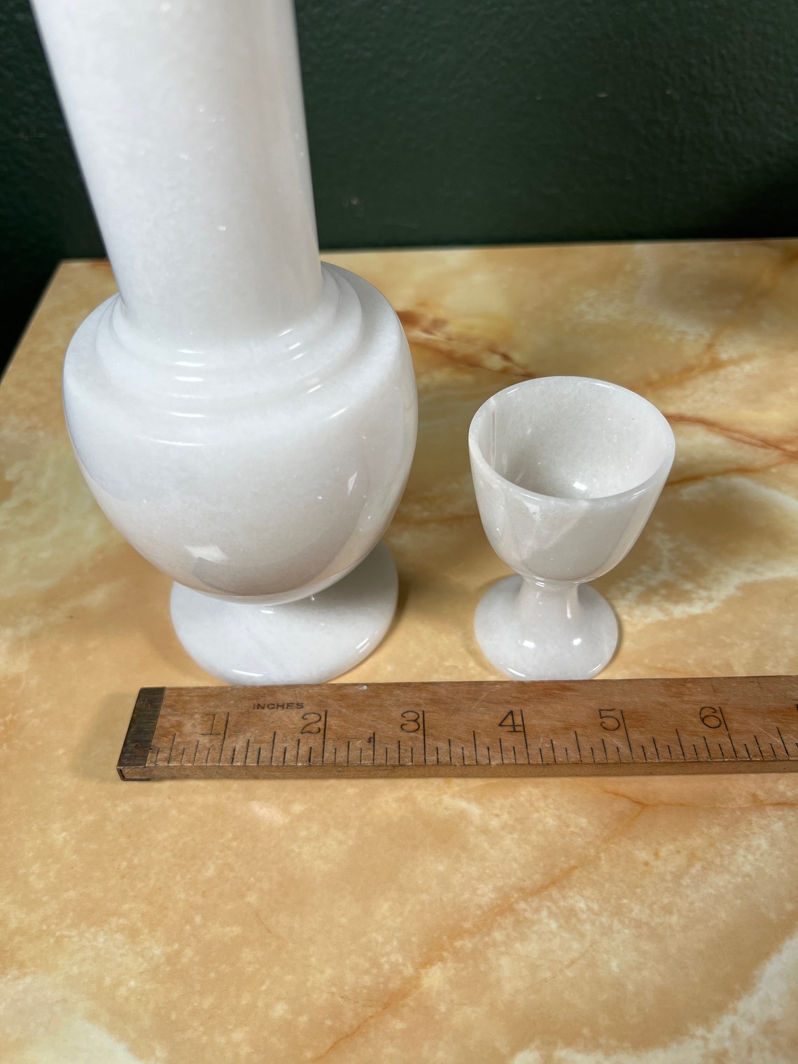 Marble Stone White Sake Wine Goblet Decanter Set - Etsy
