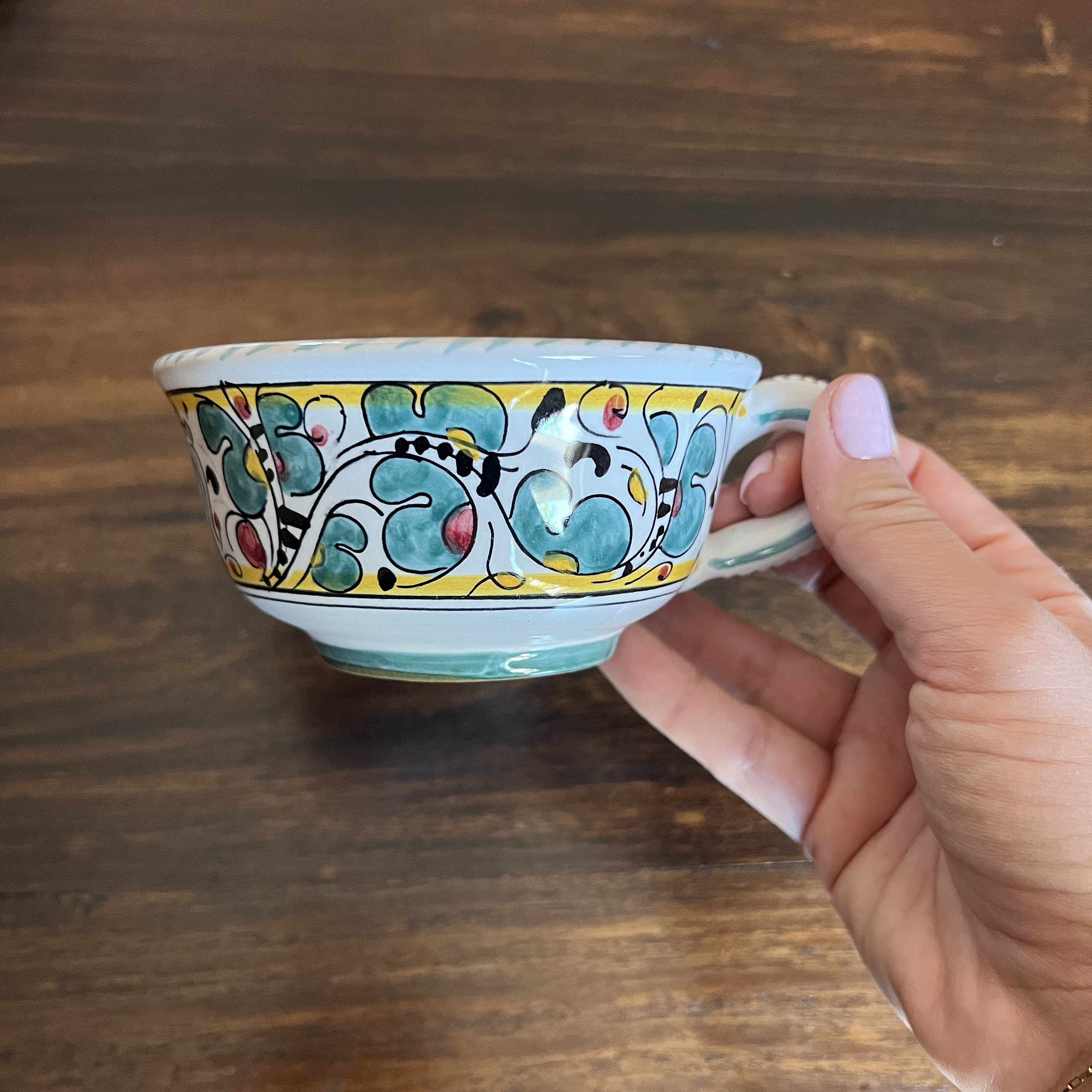 Deruta Orvieto Green Rooster Coffee / Tea Cup With Saucer Italian ...