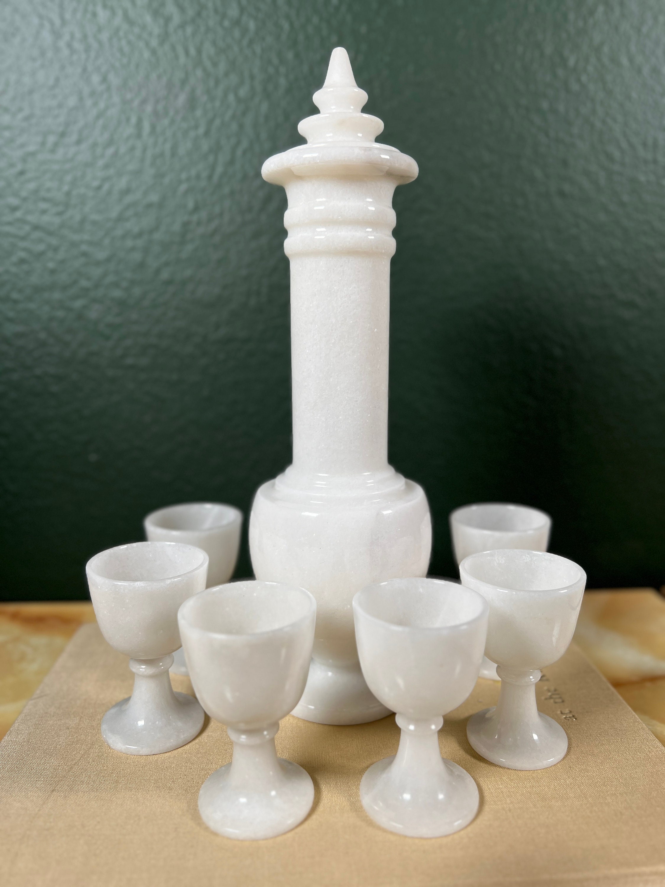 Marble Stone White Sake Wine Goblet Decanter Set - Etsy
