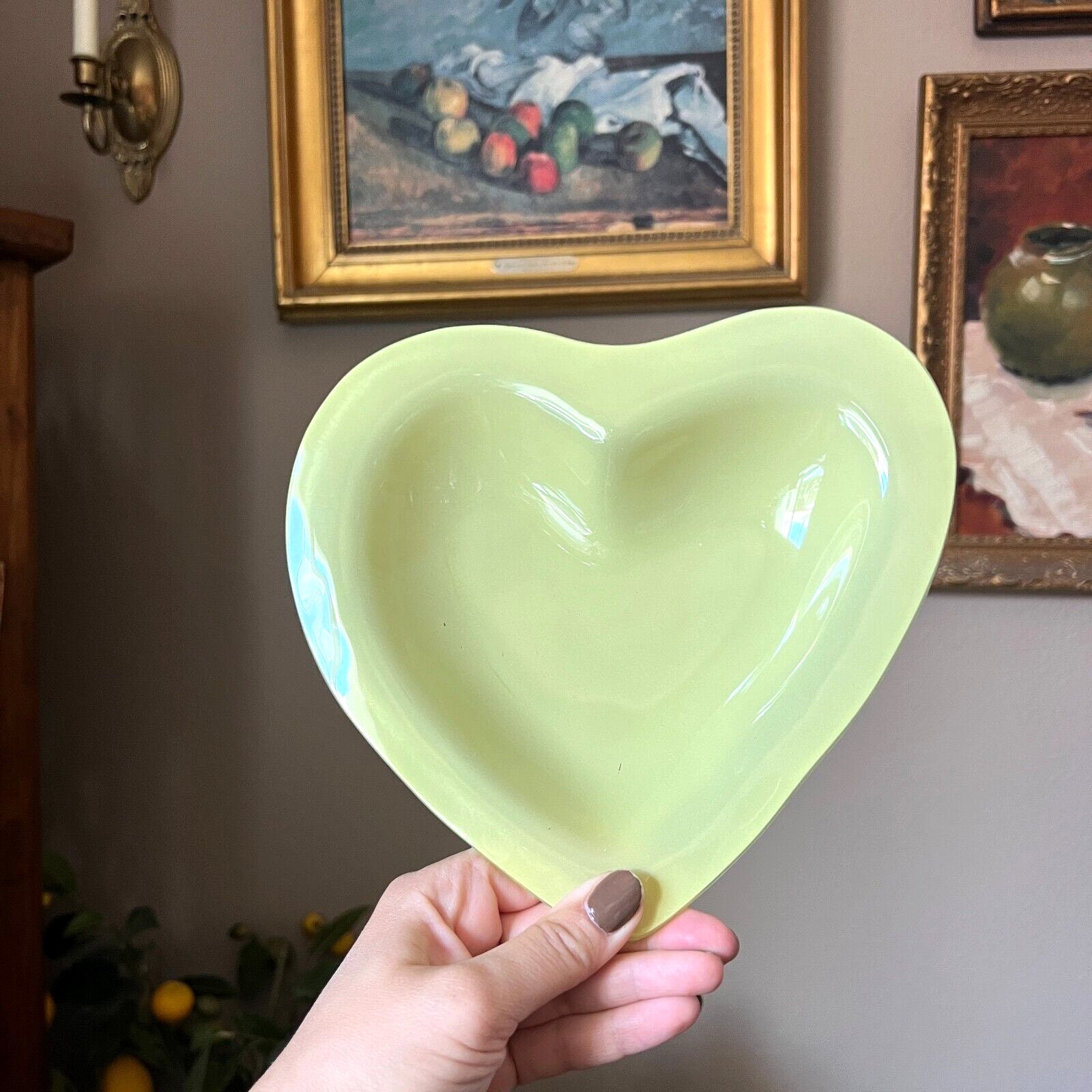 Annieglass Heart Dish Yellow Bowl Plate Signed USA Vintage Designer 8 ...