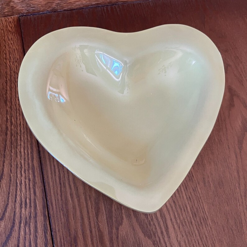 Annieglass Heart Dish Yellow Bowl Plate Signed USA Vintage Designer 8 ...