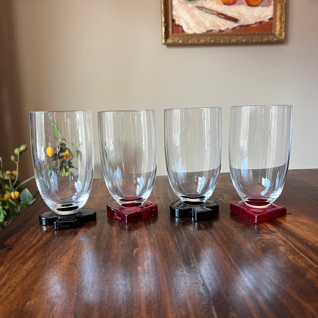 DAUM Card Suit Cocktail Glasses Set of 4 Red Black Playing Card Theme ...