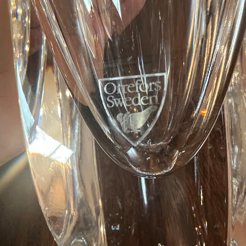 Orrefors Sweden Glass Vase belle Floral Style Heavy Glassware Vintage ...