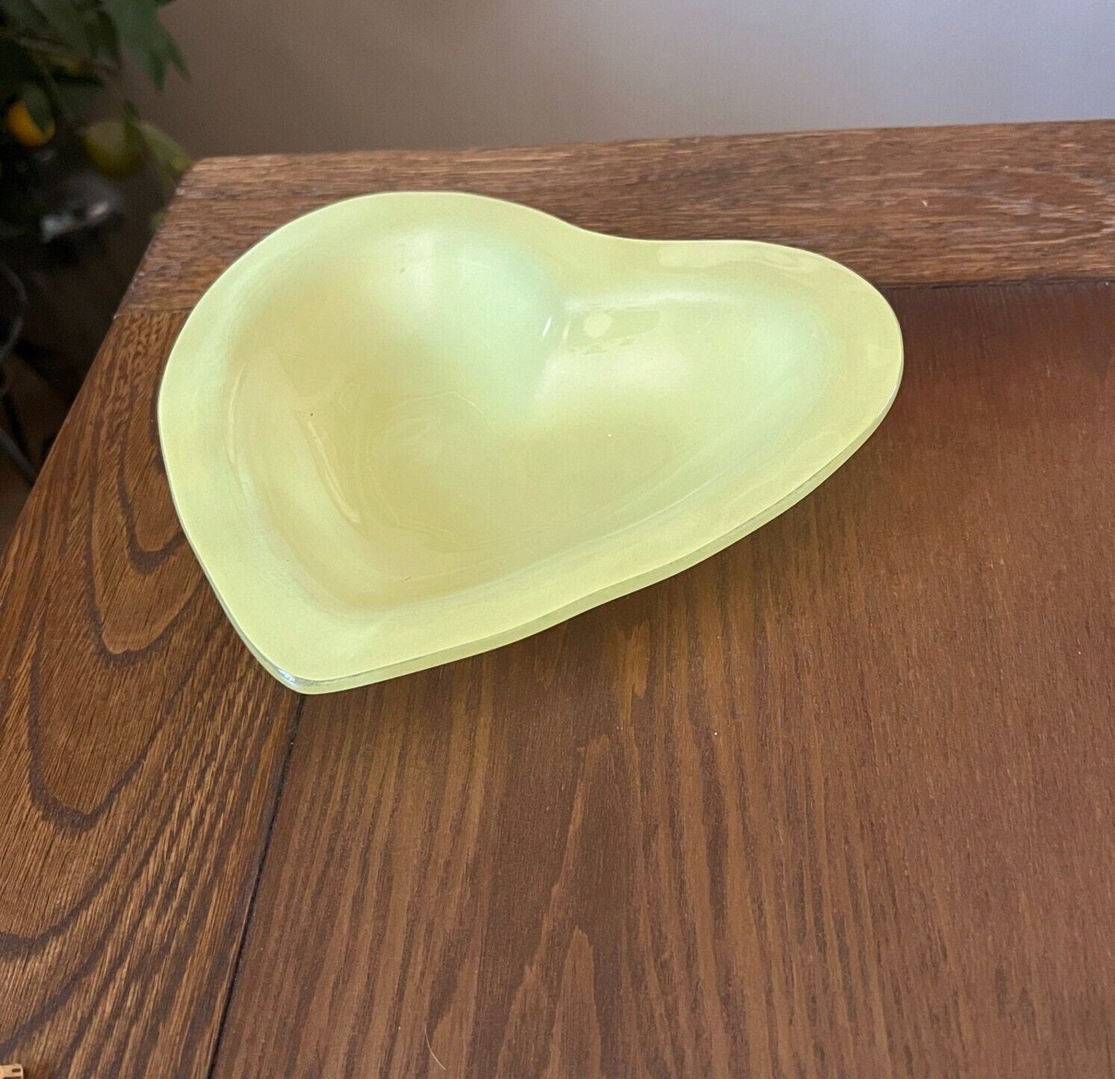 Annieglass Heart Dish Yellow Bowl Plate Signed USA Vintage Designer 8 ...
