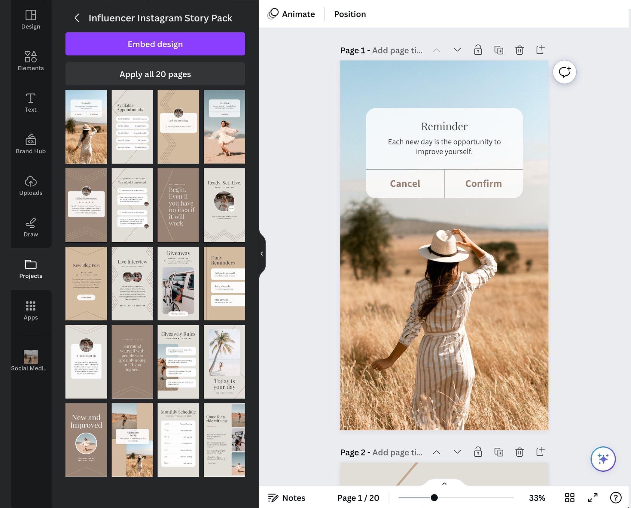 Instagram Story Template for Canva, Influencer Pack (digital Download ...