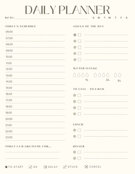 Daily Planner Template downloadable Organization Agenda - Etsy