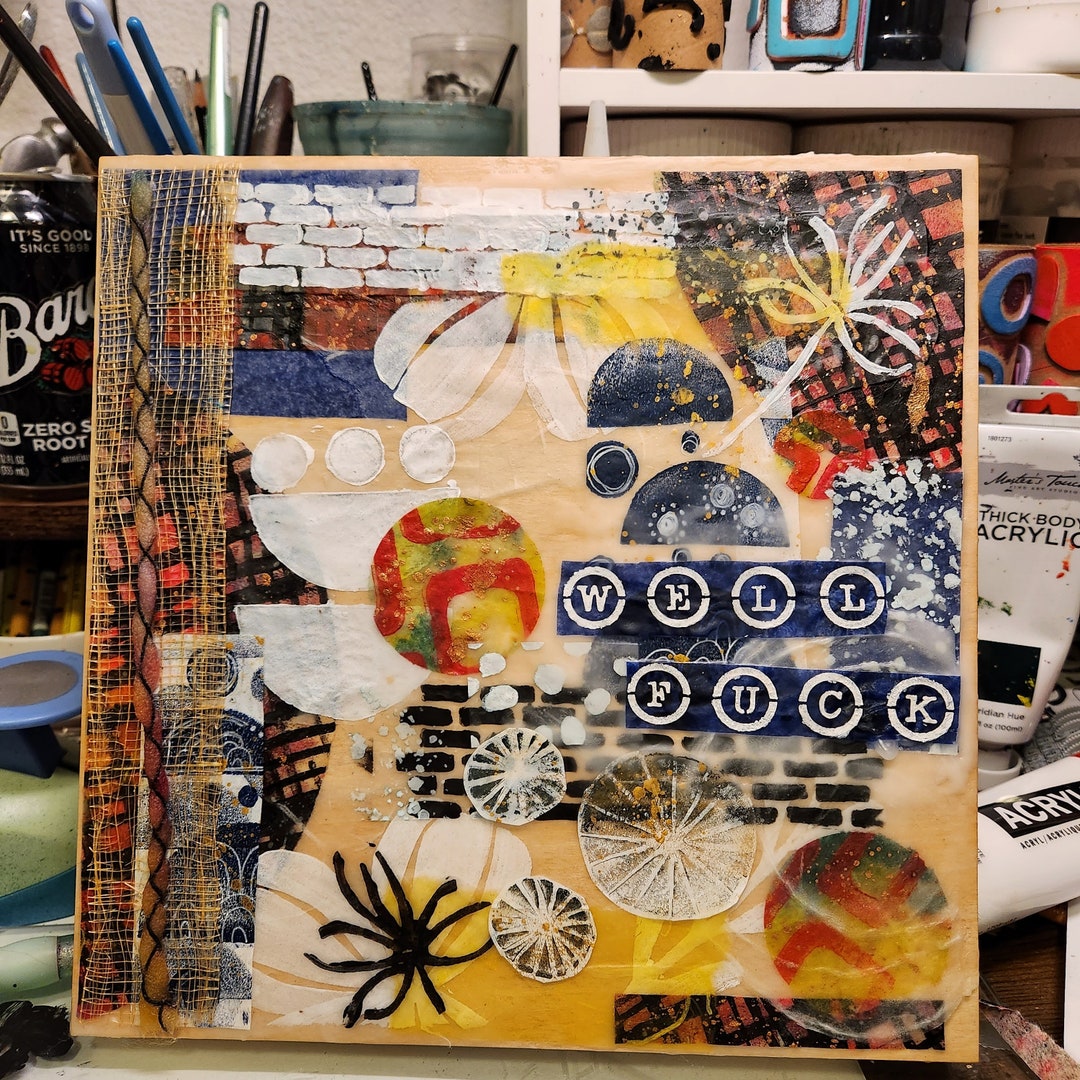 10"x10" Original Beeswax Collage on Birch Wood - Etsy