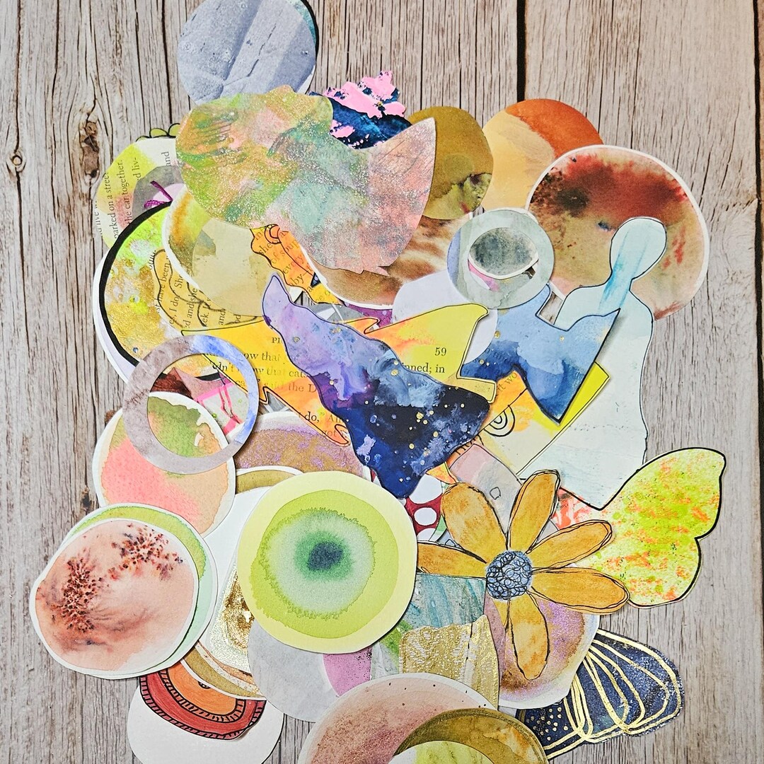 Hand Painted Ephemera for Collage, Art Journaling, Mixed Media, Junk ...