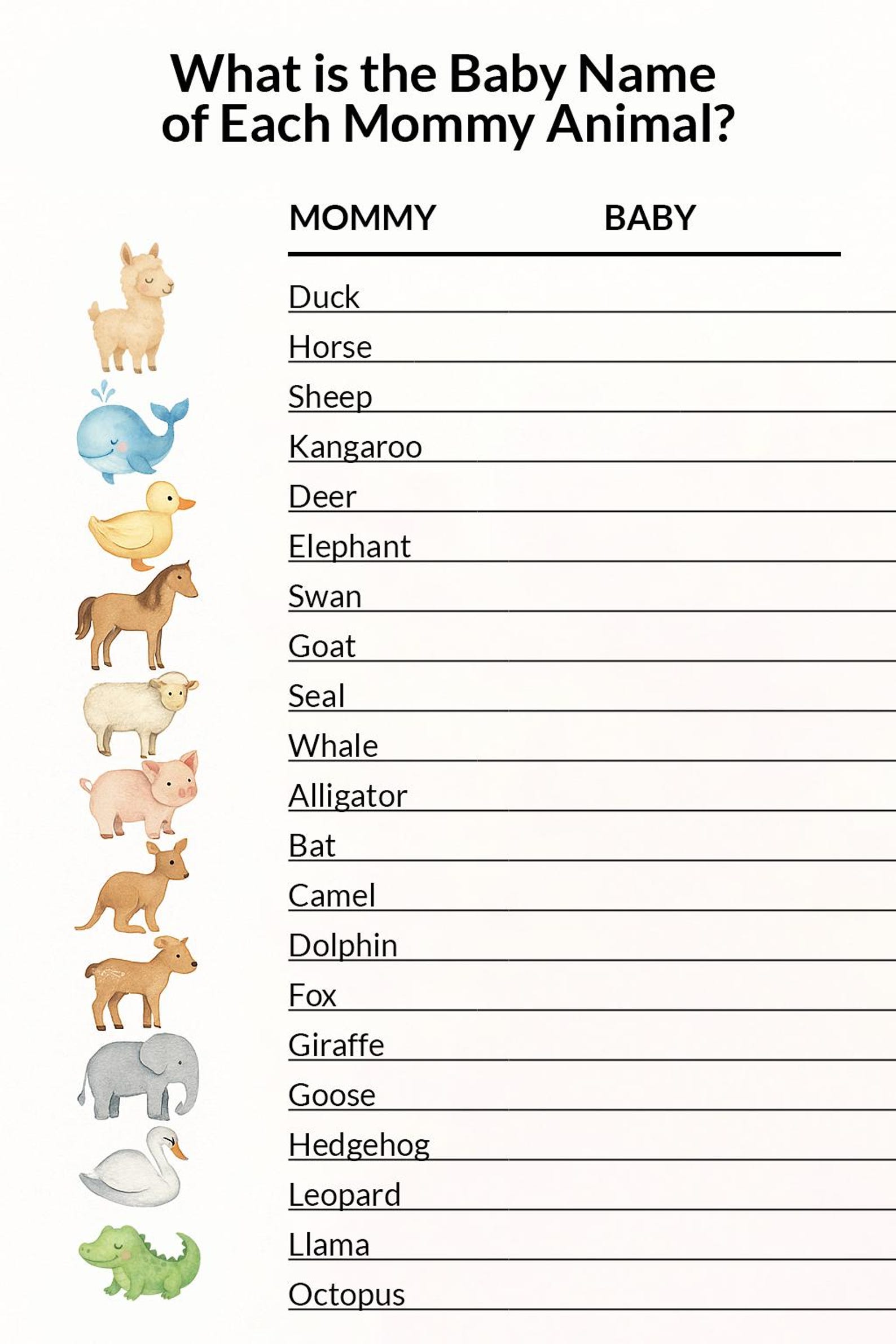 Baby Shower Game: Who's My Mommy? - Etsy