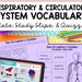 Respiratory & Circulatory System Vocabulary and Definition Practice ...