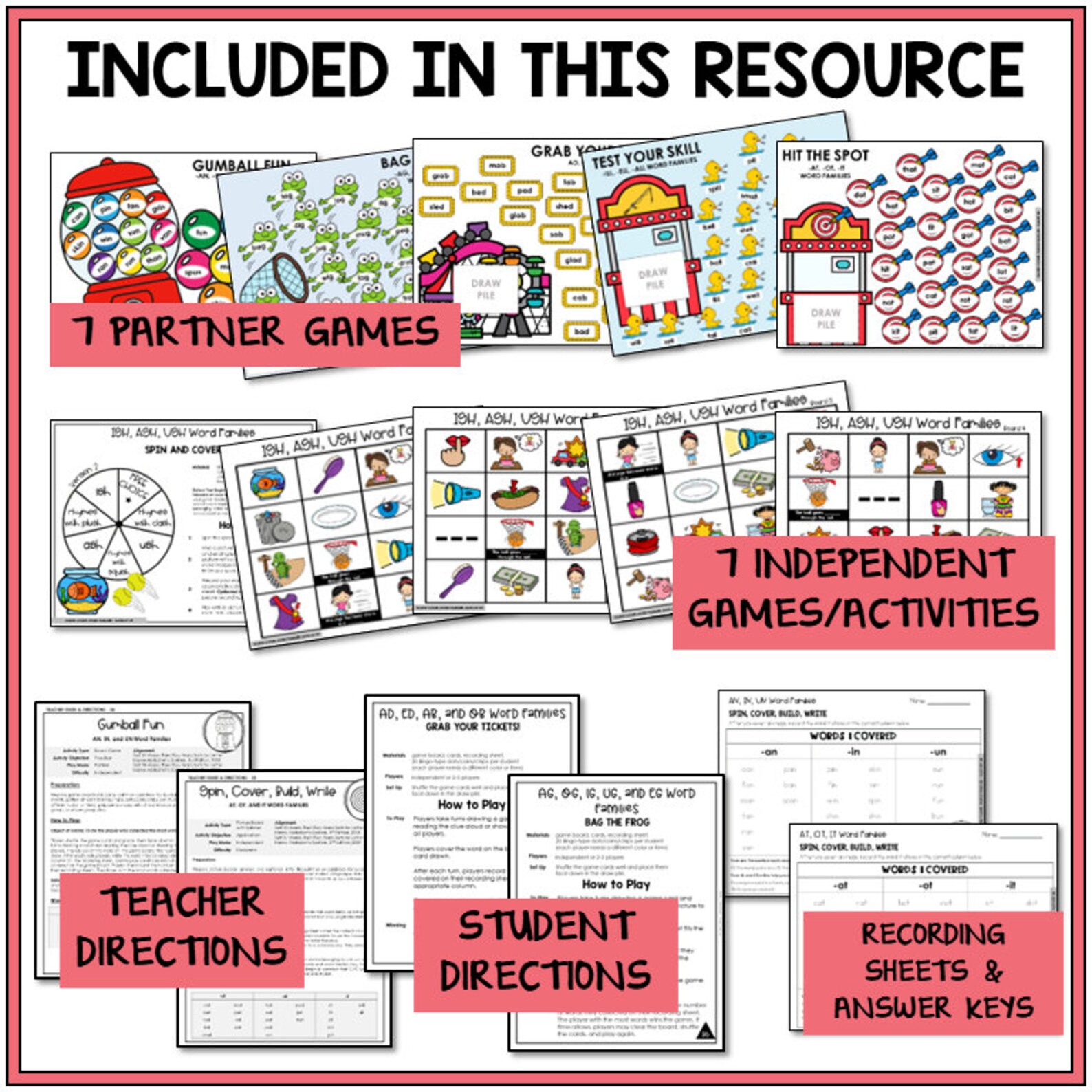 Mixed Short Vowels in CVC Words Games & Activities | Word Family Games ...