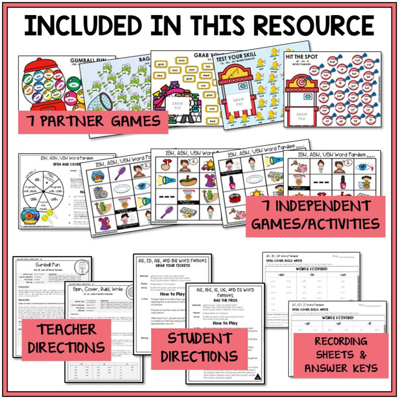 Mixed Short Vowels in CVC Words Games & Activities | Word Family Games ...