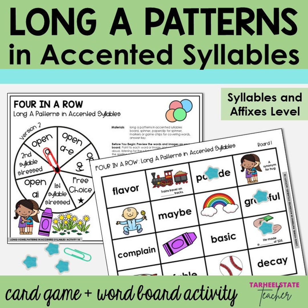 Long Vowel Patterns in Stressed or Accented Syllables Games - Etsy