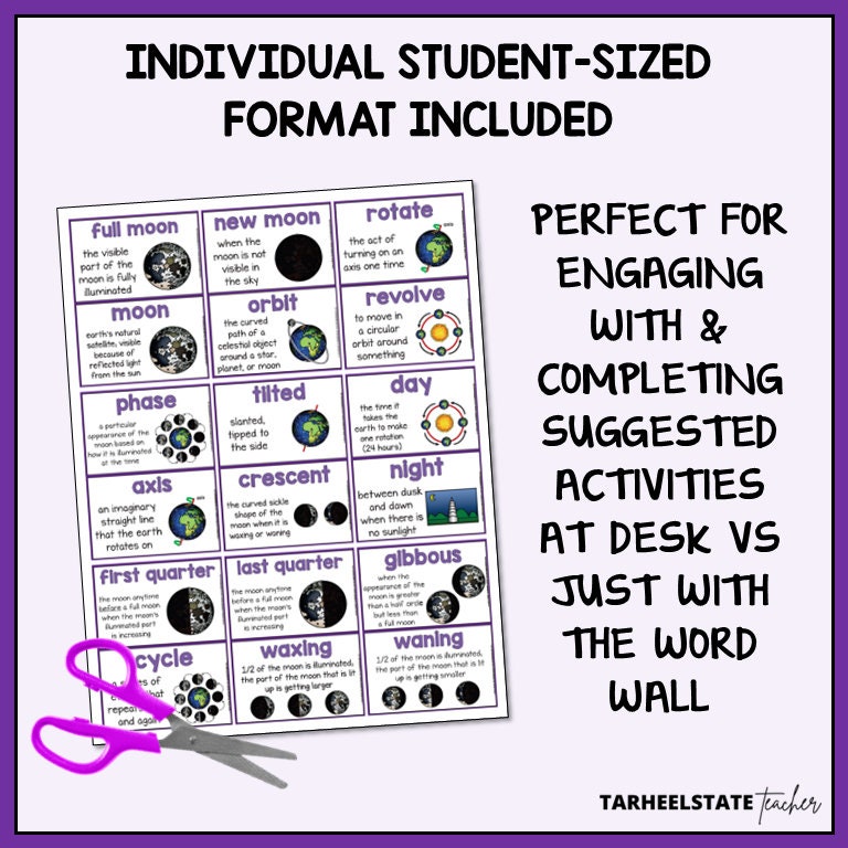 Moon Phases Science Vocabulary Posters | Classroom Word Wall (digital ...