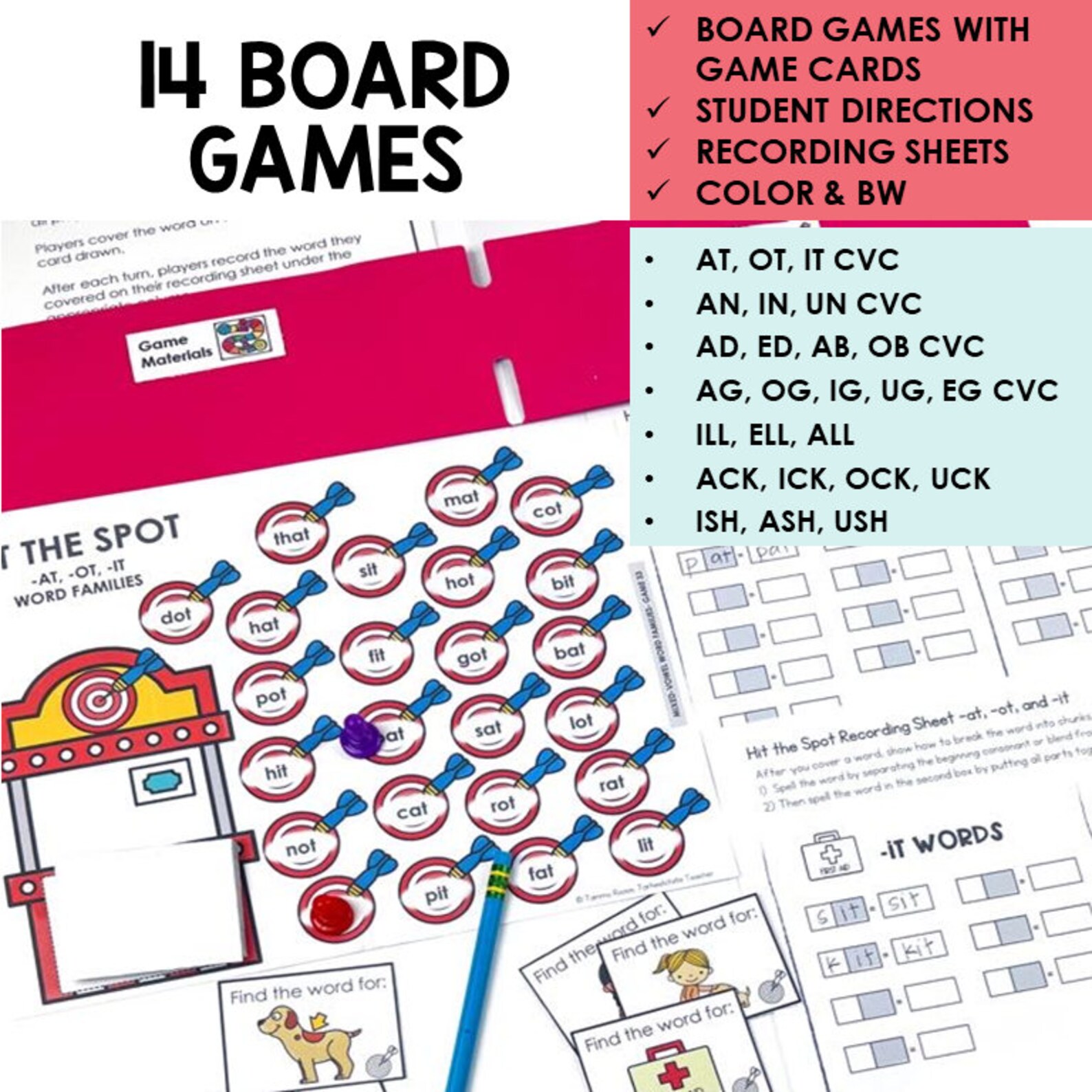 Mixed Short Vowels in CVC Words Games & Activities | Word Family Games ...