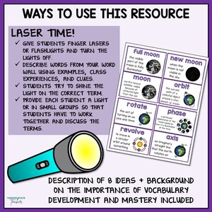 Moon Phases Science Vocabulary Posters | Classroom Word Wall (digital ...