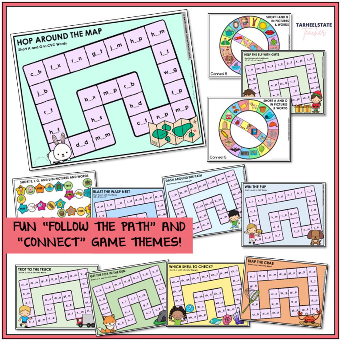Short Vowels in CVC Words Games and Activities Elementary Phonics ...