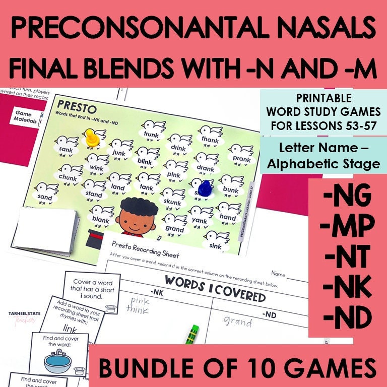 Preconsonantal Nasals Phonics Games | Ng, Mp, Nt, Nk, Nd | CVC Phonics ...