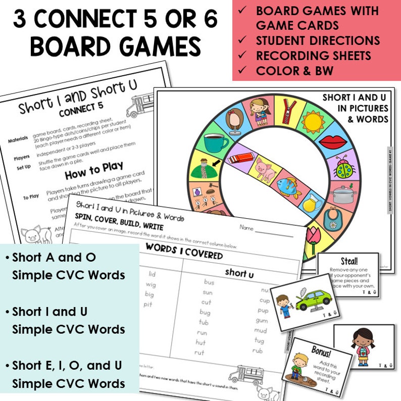 Short Vowels in CVC Words Games and Activities | Elementary Phonics ...