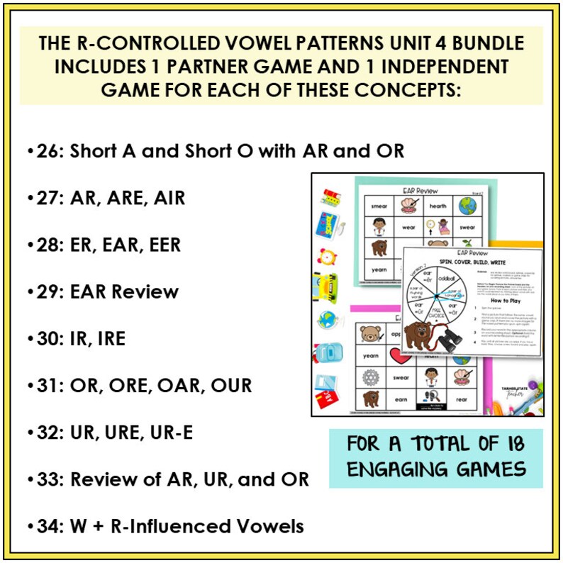 R-controlled Vowel Patterns Bundle Within Word Pattern Activities | Elementary Phonics Practice ...