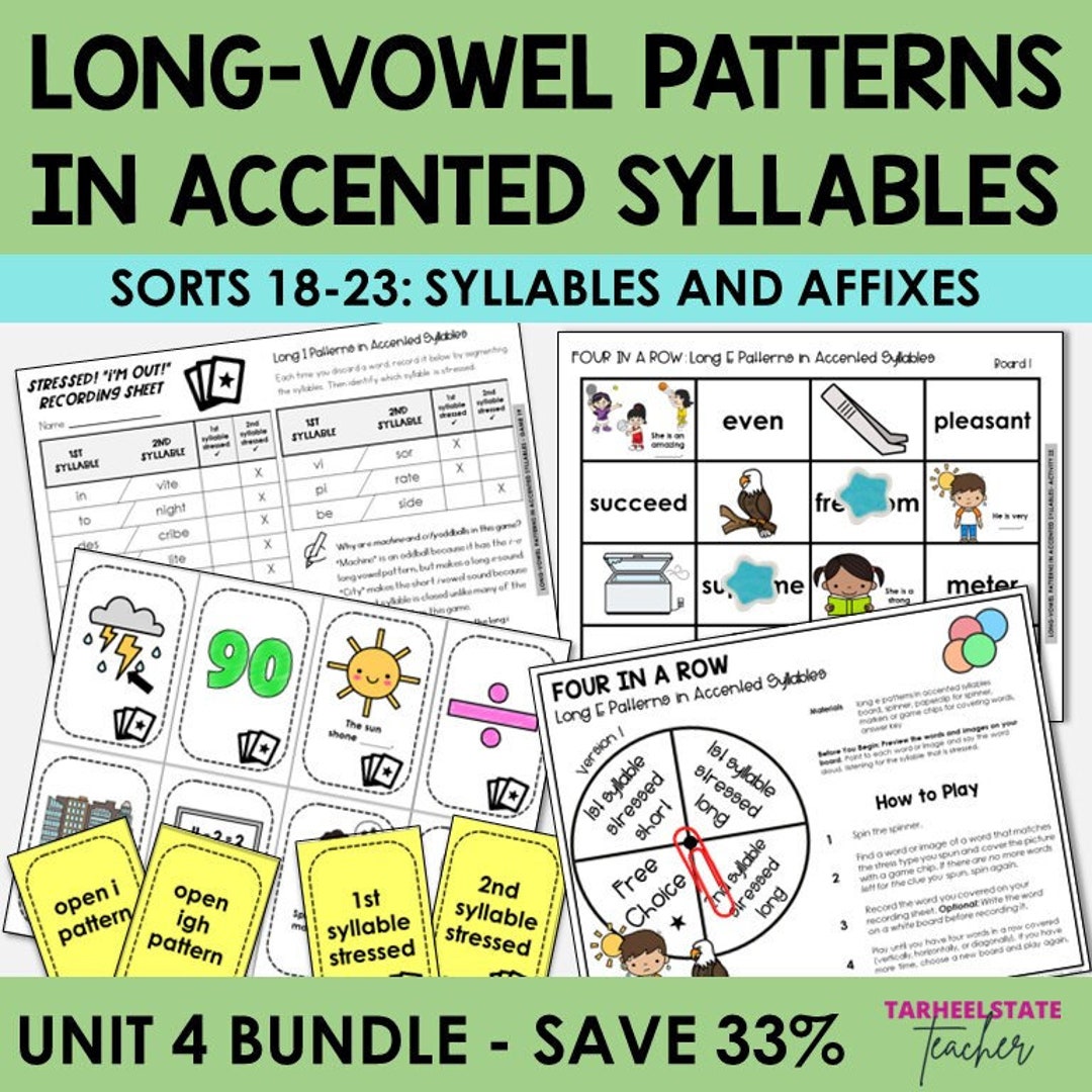 Long Vowel Patterns in Stressed or Accented Syllables Games and ...