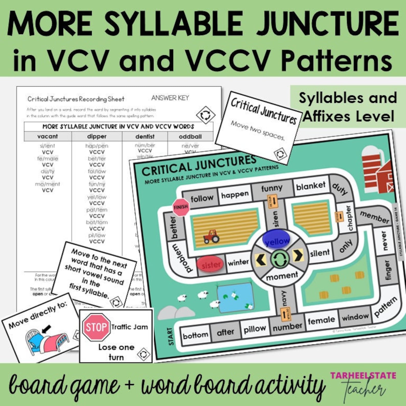 Syllable Juncture Patterns Syllables and Affixes Games and Activities ...