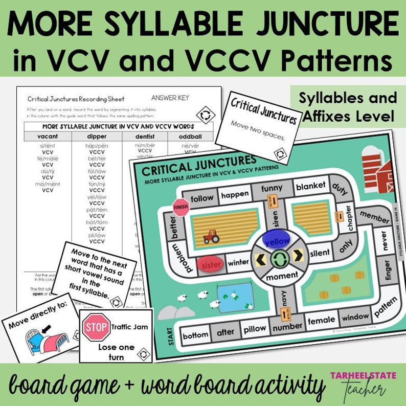 Syllable Juncture Games & Activities | 3rd-5th Grade Spelling (digital ...