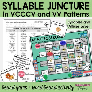 Syllable Juncture Patterns Syllables and Affixes Games and Activities ...