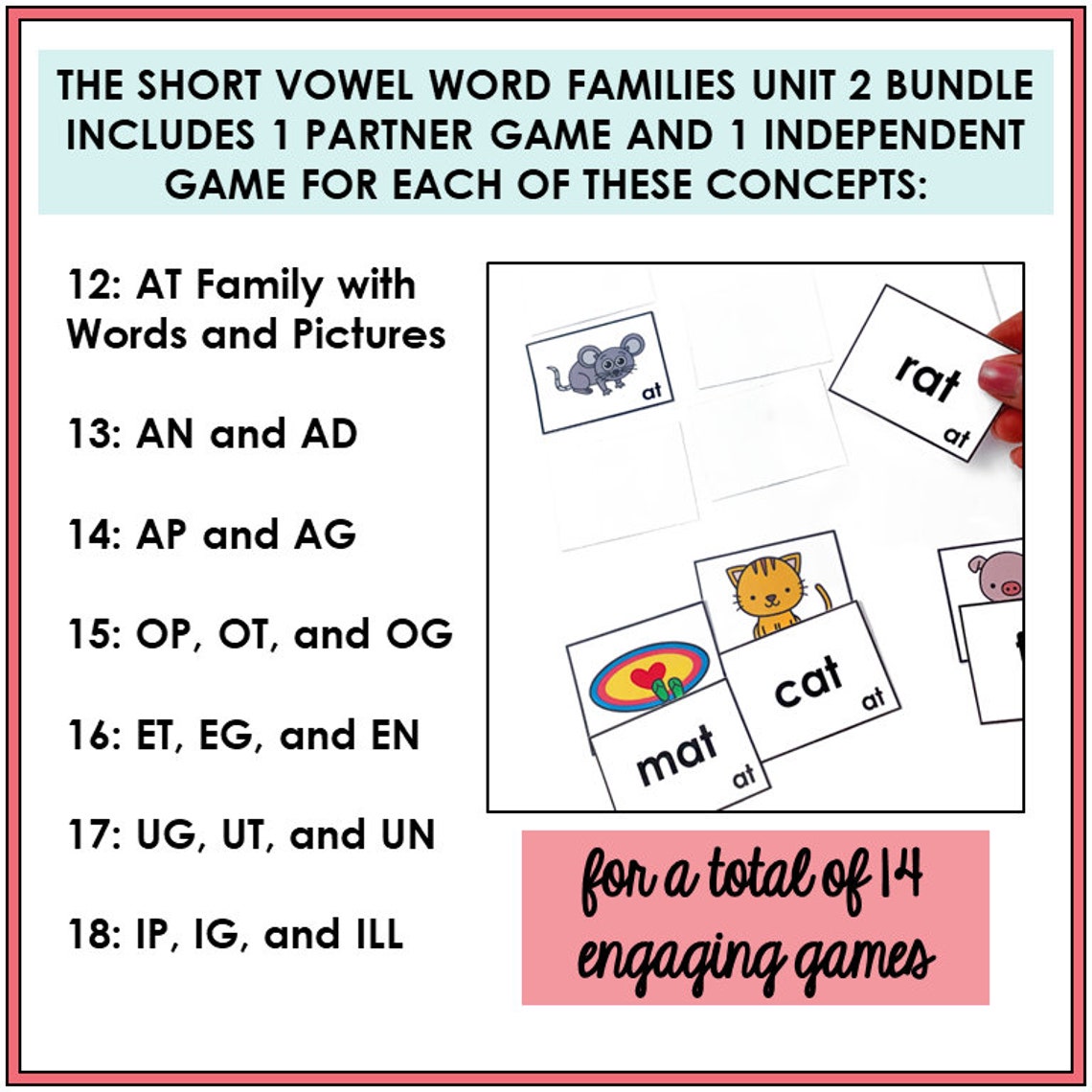 Short Vowel CVC Word Family Games Bundle Common Word Families With ...