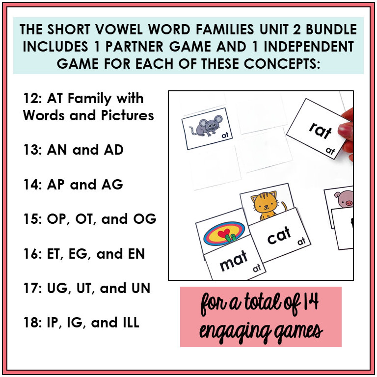 Short Vowel CVC Word Family Games Bundle Common Word Families With ...