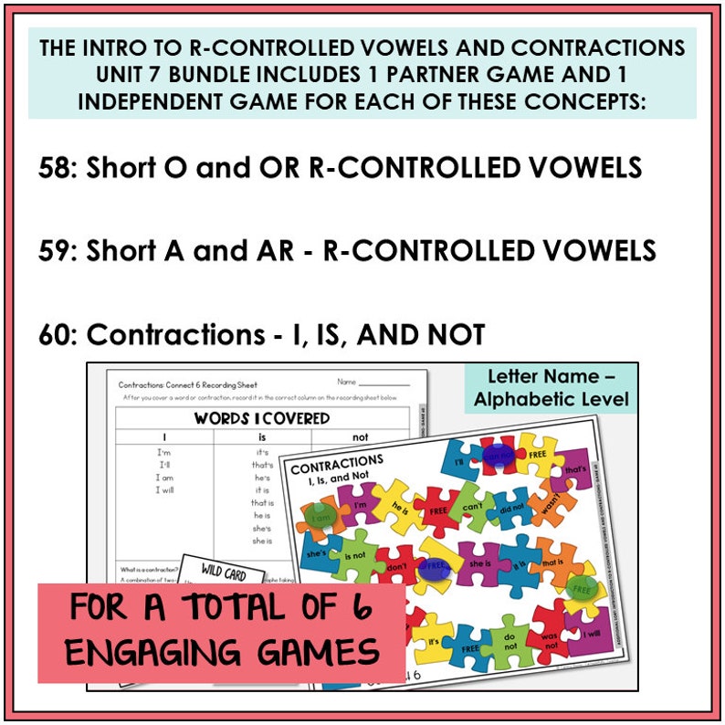 R-controlled Vowel Games and Activities Bundle | Elementary Phonics ...