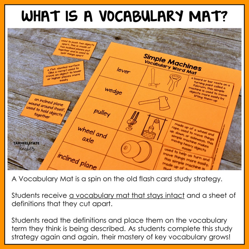 Force & Motion Simple Machines Vocabulary and Definition Practice ...