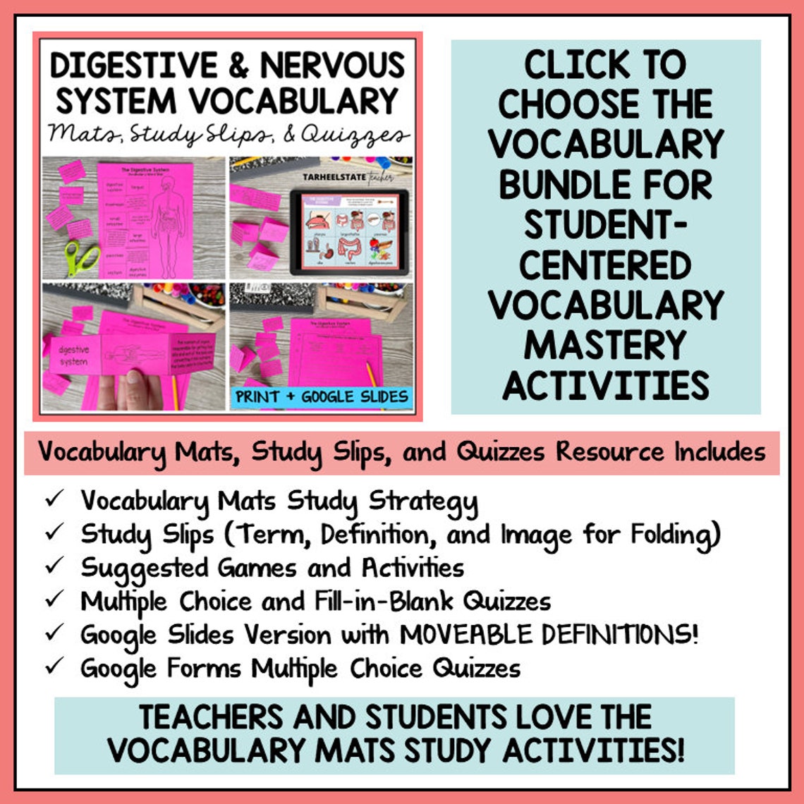 Digestive and Nervous System Definition Posters for Science Bulletin ...