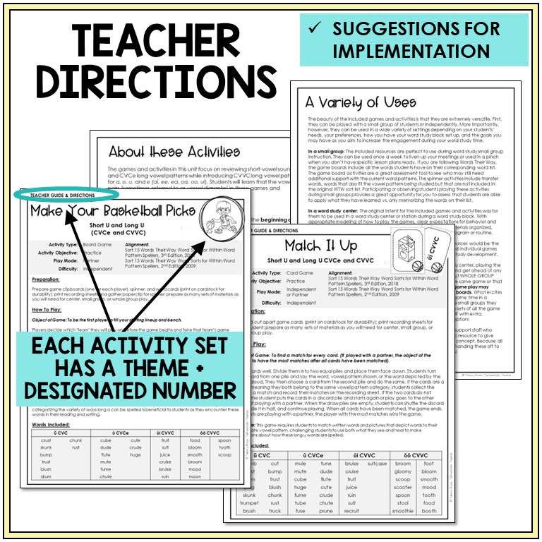Common Long Vowel Patterns Cvce and CVVC Activity and Games Bundle ...