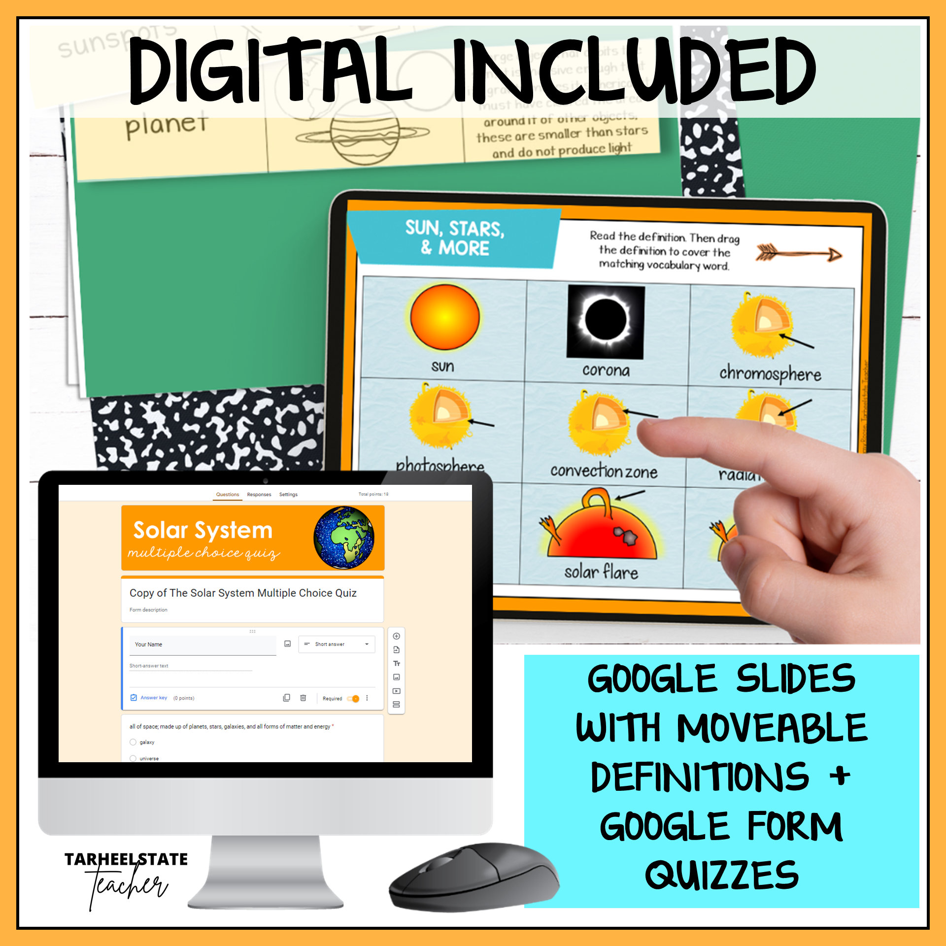 Solar System Vocabulary Cards | Science Study Guide & Quizzes (digital ...