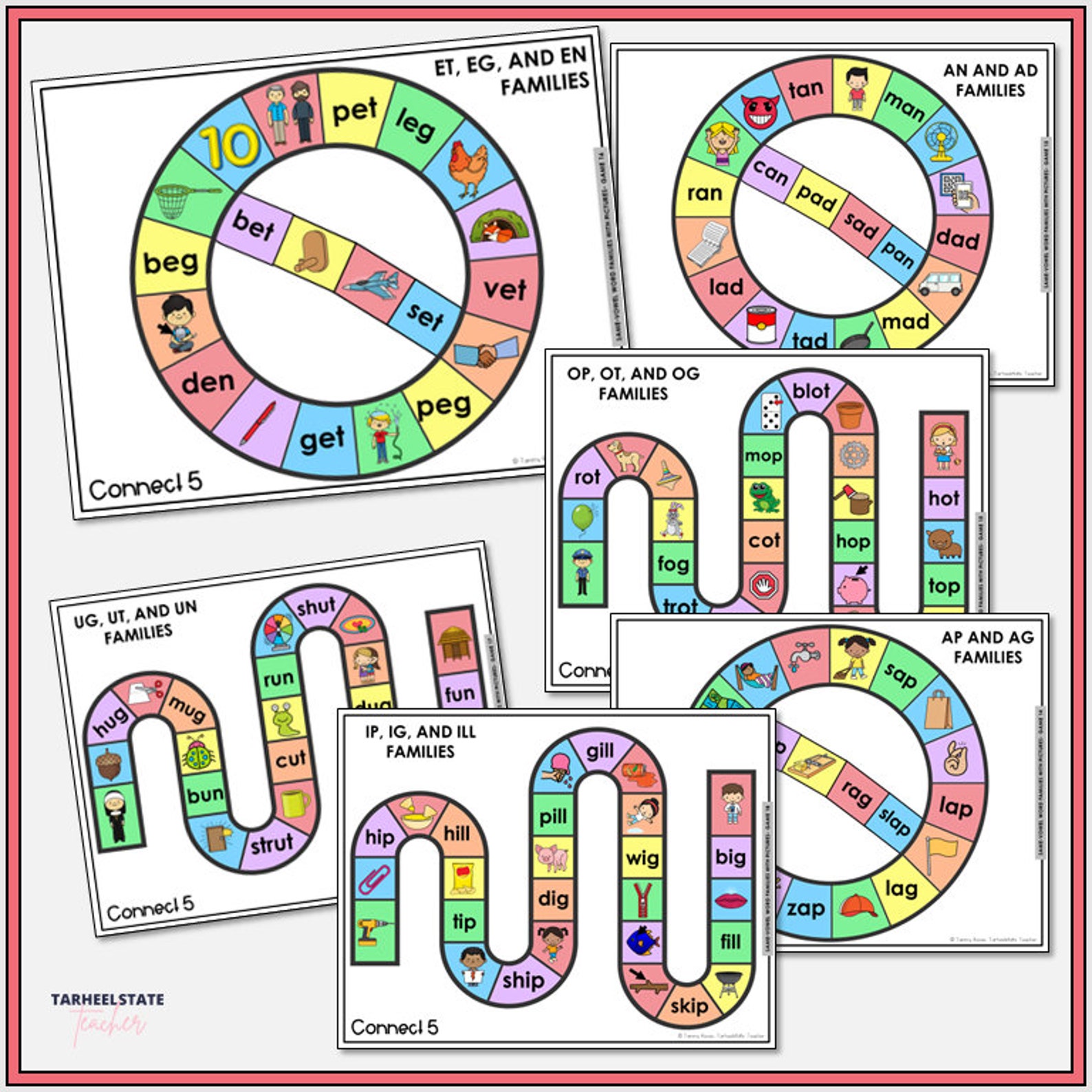 Short Vowel CVC Word Family Games Bundle Common Word Families With ...
