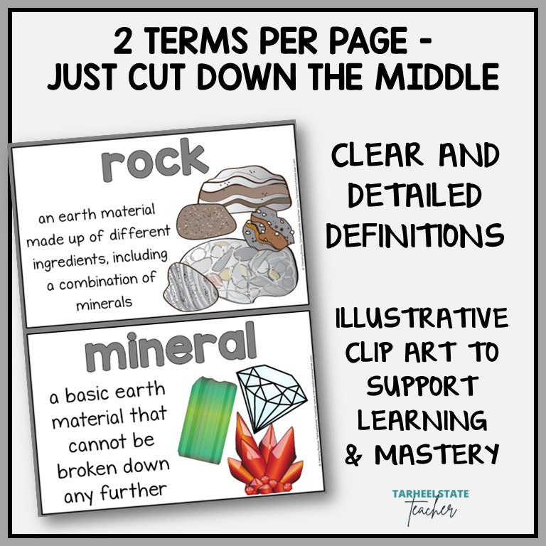 Rocks and Minerals Vocabulary Posters | Science Word Wall (digital ...