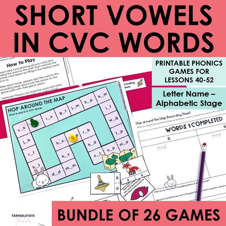 Short Vowels in CVC Words Games and Activities | Elementary Phonics ...