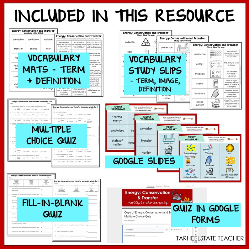Conservation and Transfer of Energy Vocabulary & Definition Practice ...