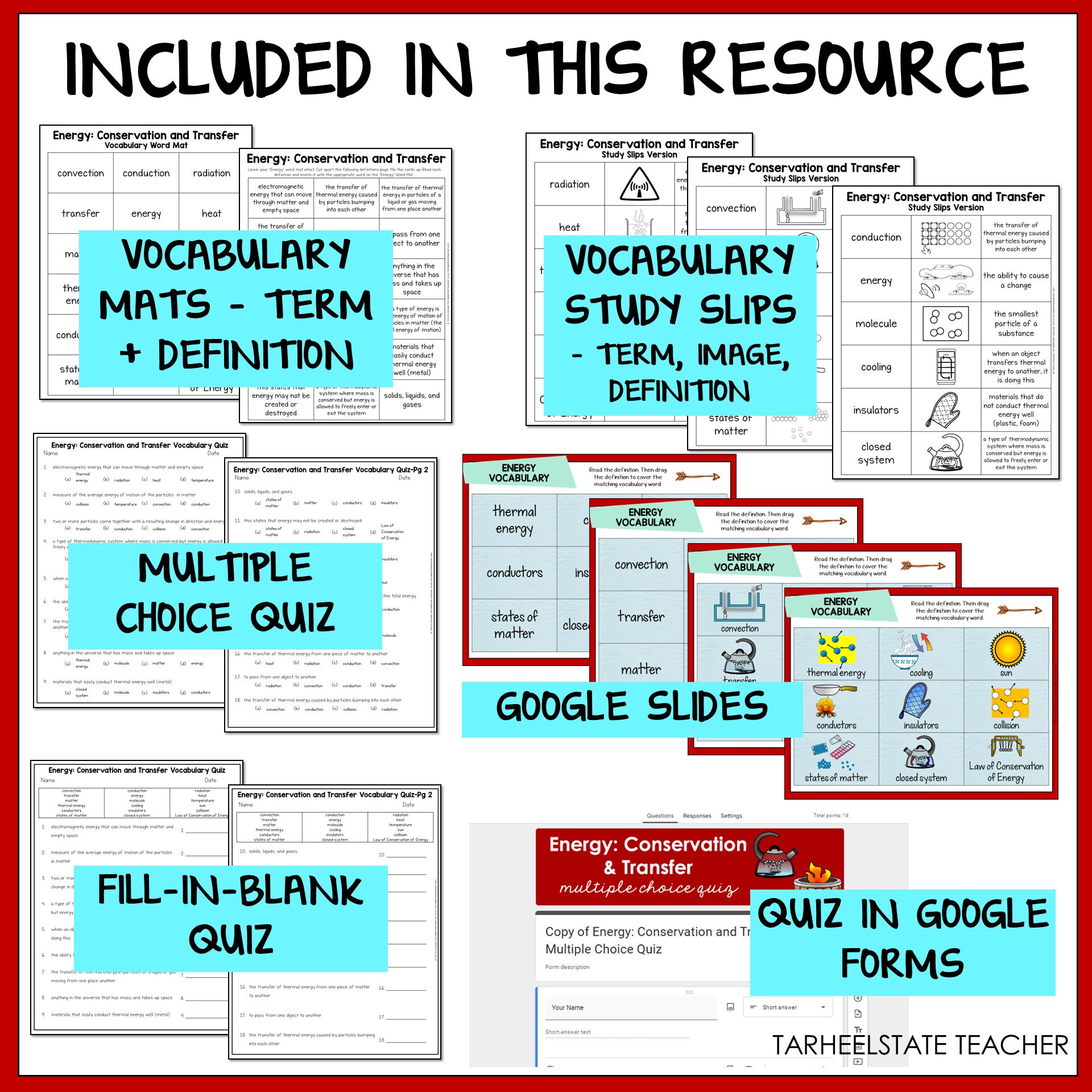 Conservation and Transfer of Energy Vocabulary & Definition Practice ...