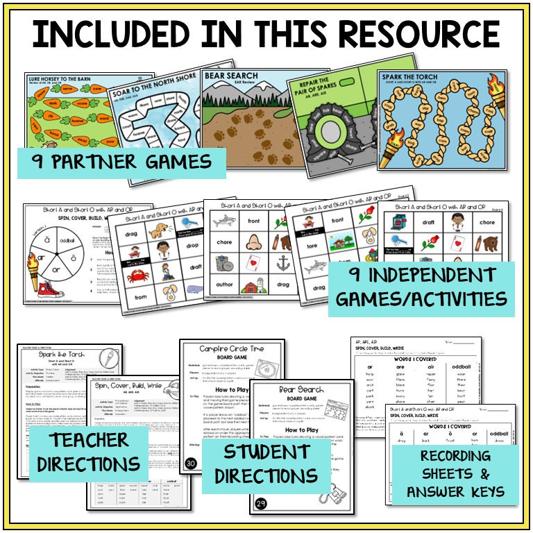 R-controlled Vowel Patterns Bundle Within Word Pattern Activities ...