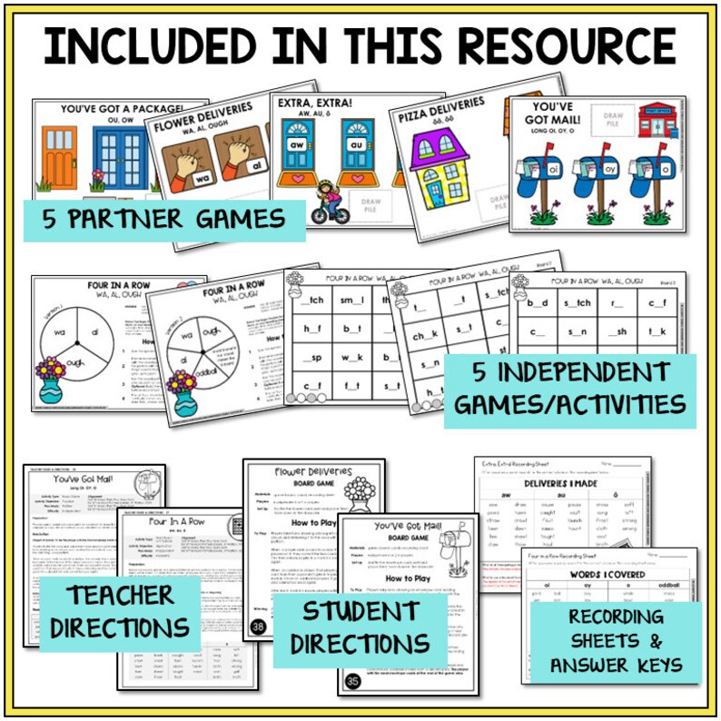 Diphthong & Ambiguous Vowel Games | Within Word Pattern Activities ...