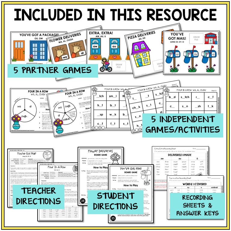 Diphthong & Ambiguous Vowel Games | Within Word Pattern Activities ...