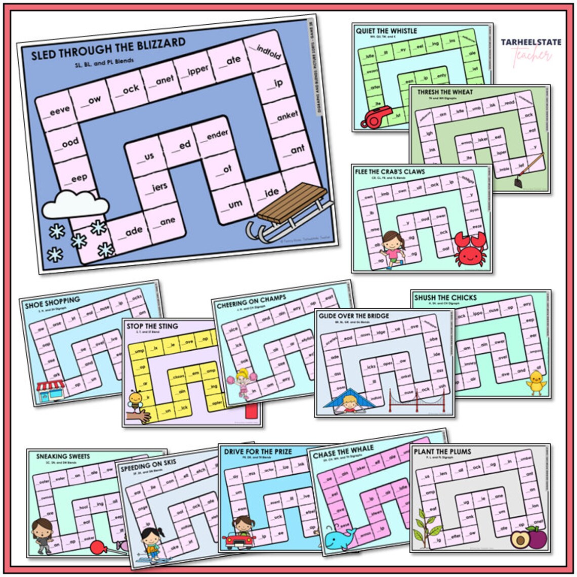 Beginning Digraphs & Blends Phonics Games and Activities Elementary ...